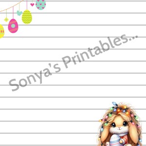 Whimsical Bunny With Lights Stationery | Printable Easter Bunny Writing ...