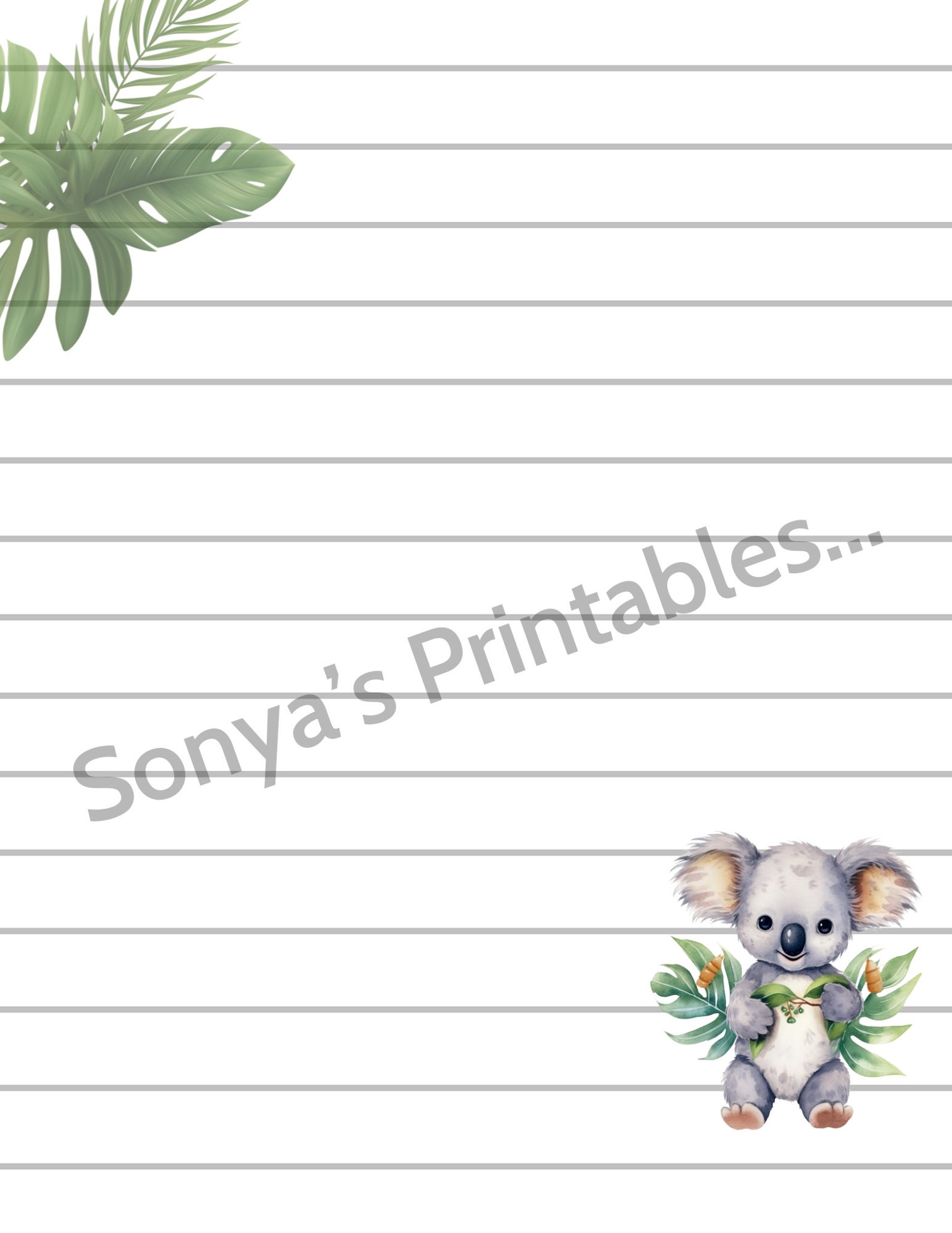 Printable Koala Bear Chibi Stationery | Koala Bear Writing Paper ...