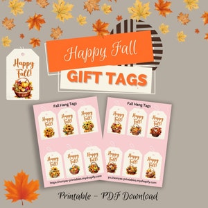 Printable happy Fall Hang Tags Happy Fall Gift Tags Happy Fall Treat ...