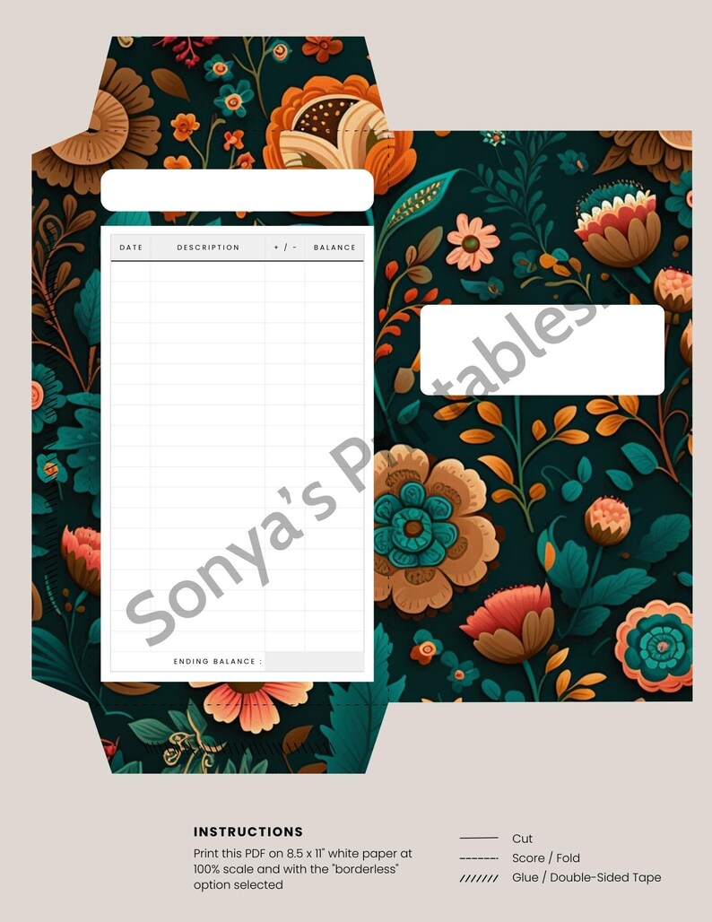 10 Printable Floral Boho Cash Stuffing Envelopes With Budget Tracker ...