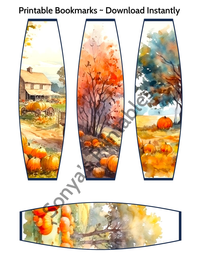 12 Printable Fall Harvest Bookmarks Fall Harvest Bookmarks Printable ...