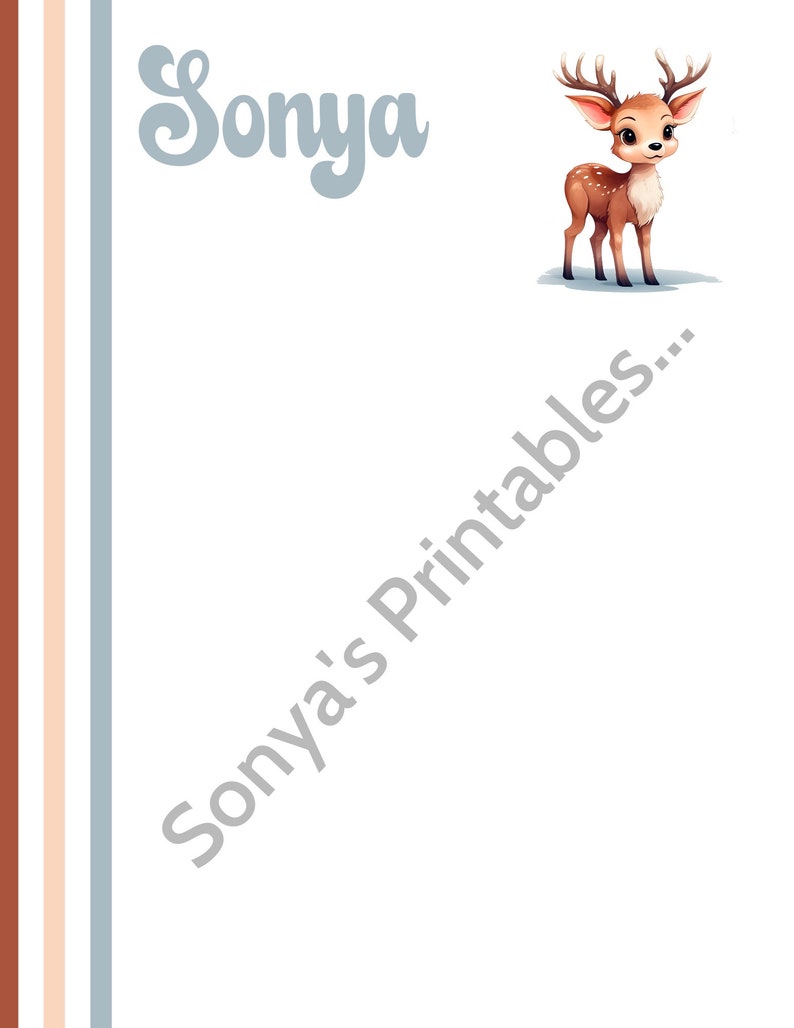 Personalized and Printable Reindeer Stationery Personalized Reindeer ...