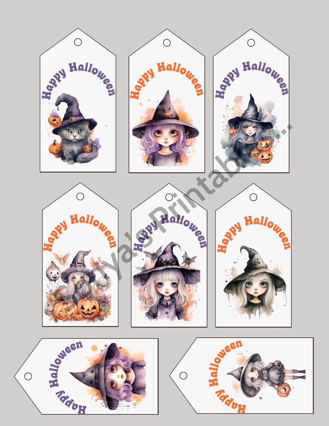 Printable Halloween Witch Gift Tags Halloween Witch Hang - Etsy