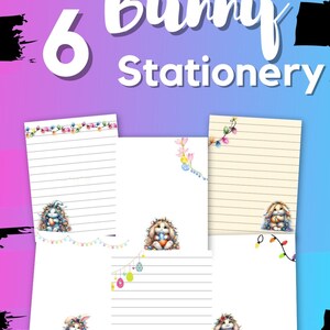Whimsical Bunny With Lights Stationery | Printable Easter Bunny Writing ...
