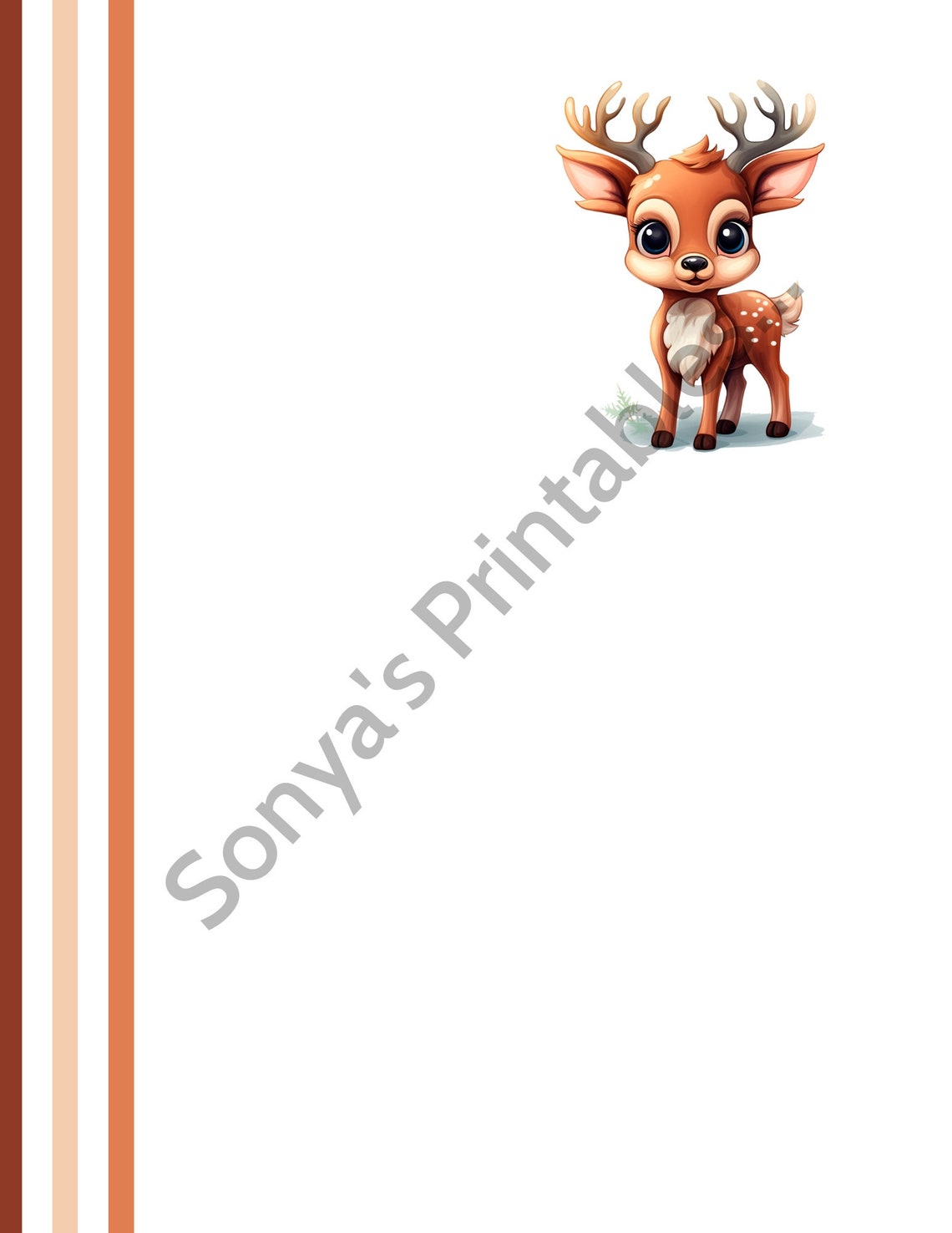 Personalized and Printable Reindeer Stationery Personalized Reindeer ...