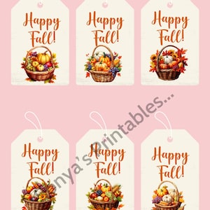 Printable happy Fall Hang Tags Happy Fall Gift Tags Happy Fall Treat ...