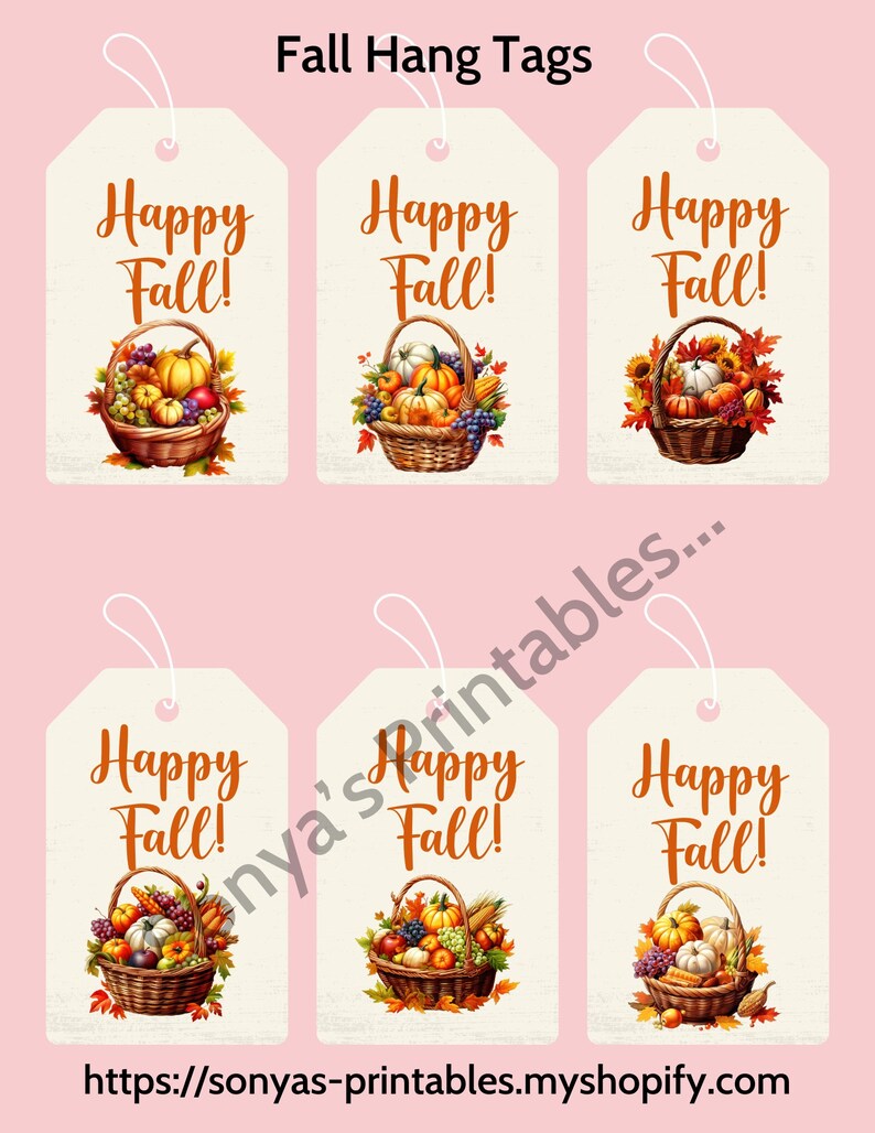 Printable happy Fall Hang Tags Happy Fall Gift Tags Happy Fall Treat ...
