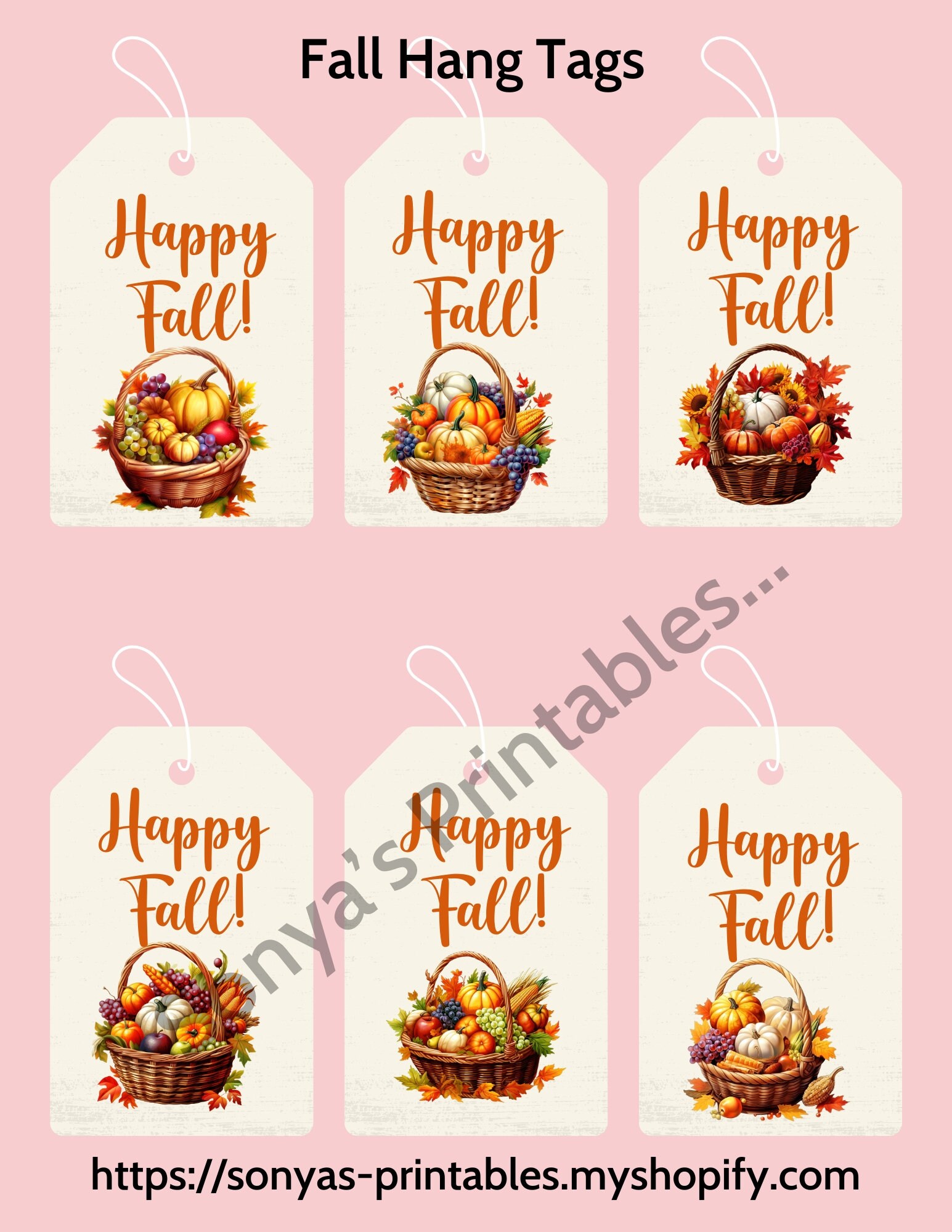 Printable happy Fall Hang Tags Happy Fall Gift Tags Happy Fall Treat ...