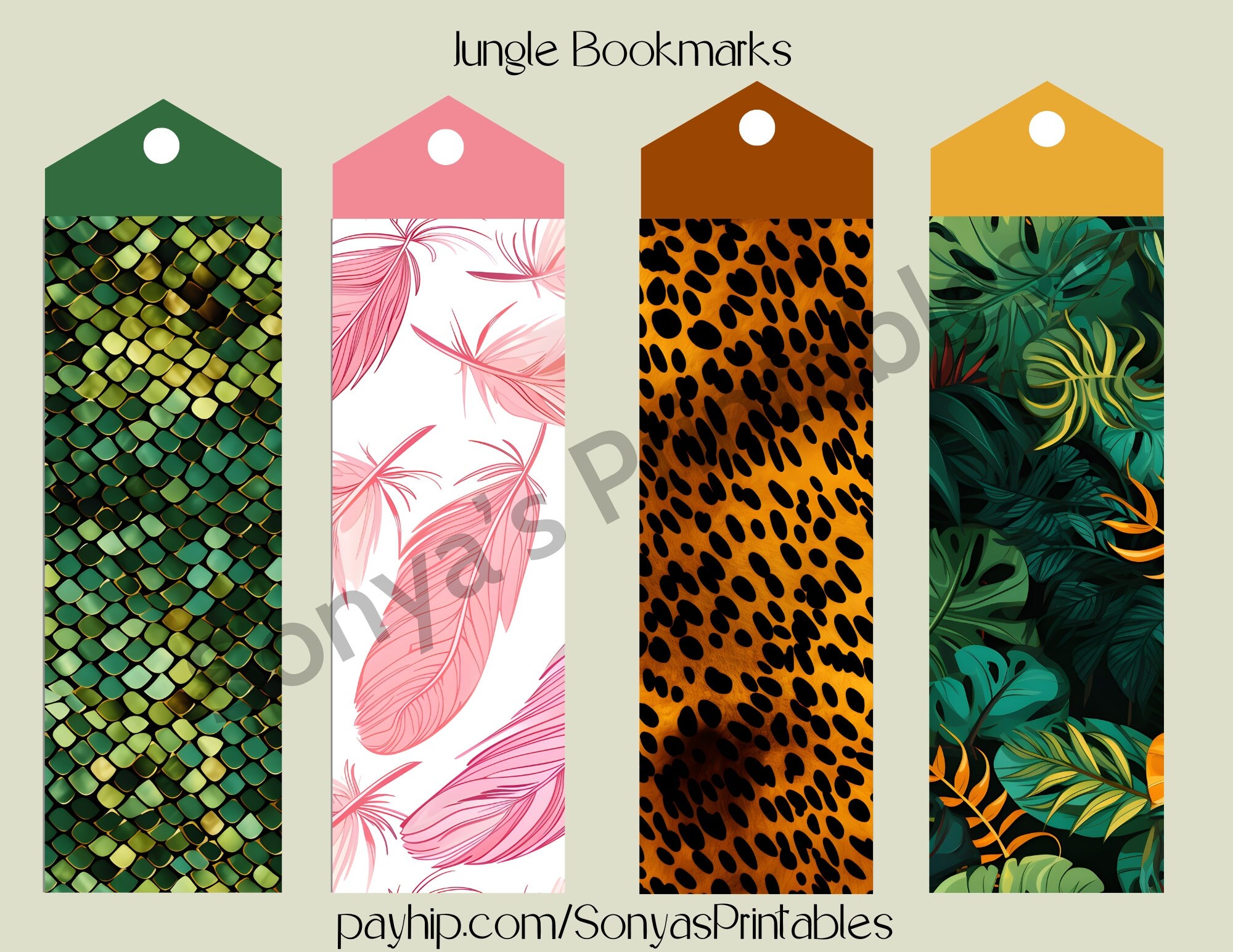 Jungle Bookmarks Printable Jungle Skin Bookmarks Gift for Readers - Etsy