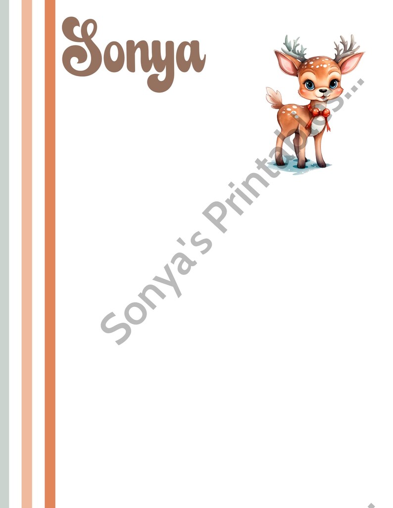 Personalized and Printable Reindeer Stationery Personalized Reindeer ...