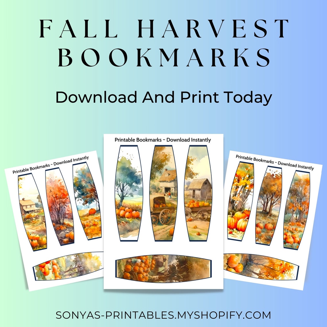12 Printable Fall Harvest Bookmarks Fall Harvest Bookmarks Printable ...