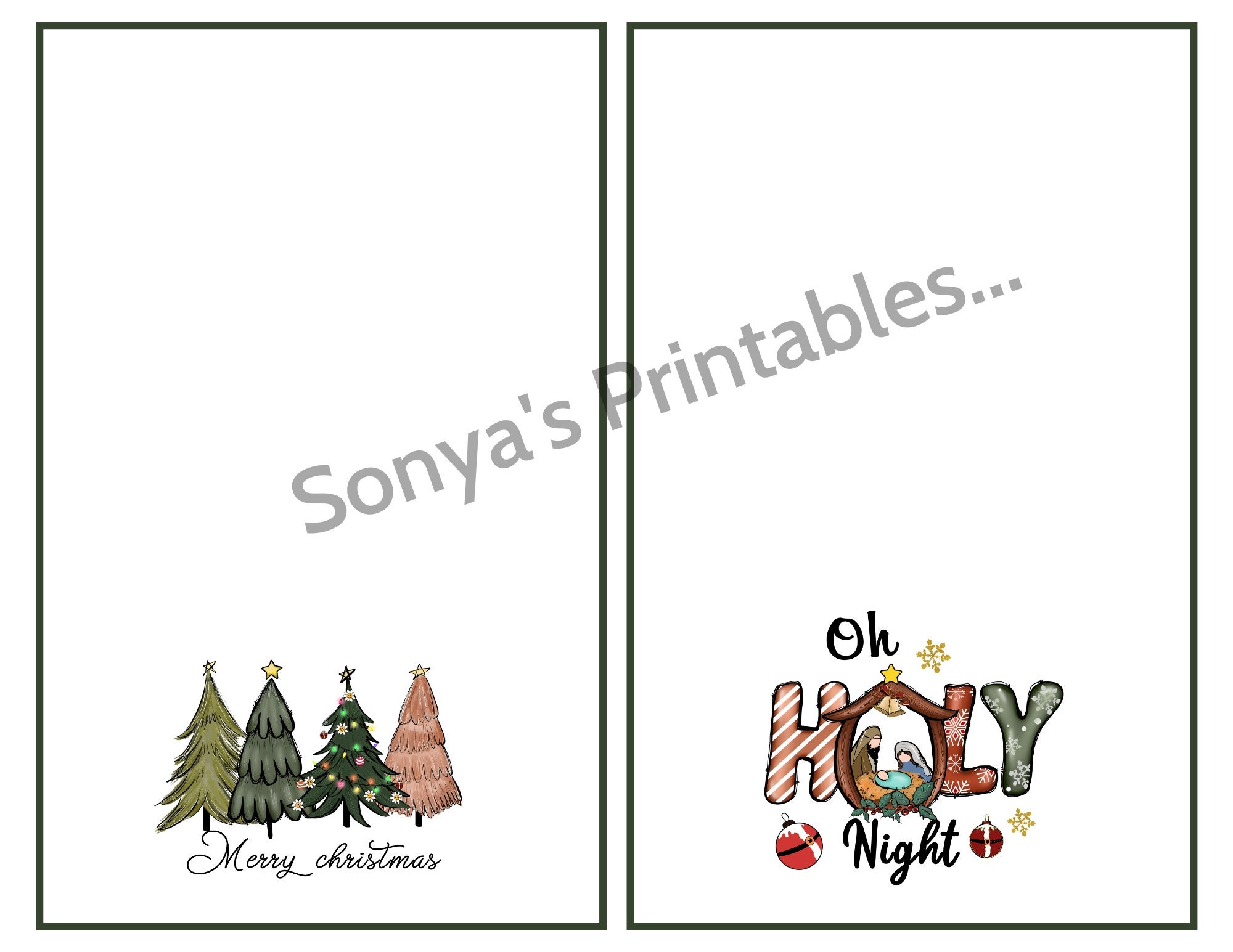 8 Printable Christmas Note Cards 8 Blank Christmas Note Papers ...
