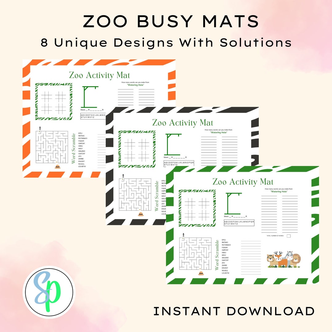 Printable Zoo Activity Mat | Zoo Placemat | Zoo Busy Mat - Etsy