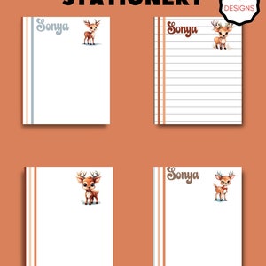 Personalized and Printable Reindeer Stationery Personalized Reindeer ...