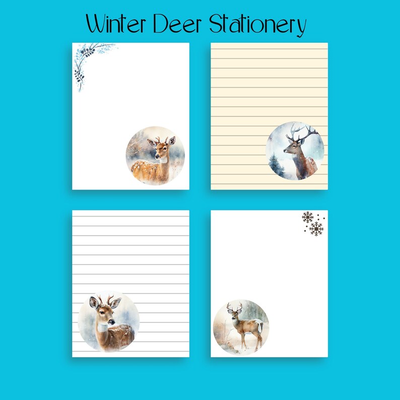 Printable Winter Deer Stationery Winter Deer Writing Paper Printable ...