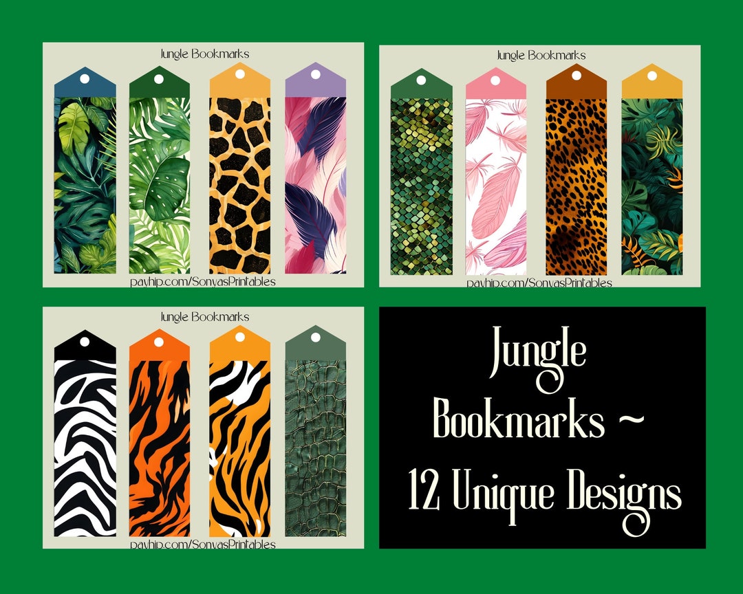 Jungle Bookmarks | Printable Jungle Skin Bookmarks | Gift for Readers ...
