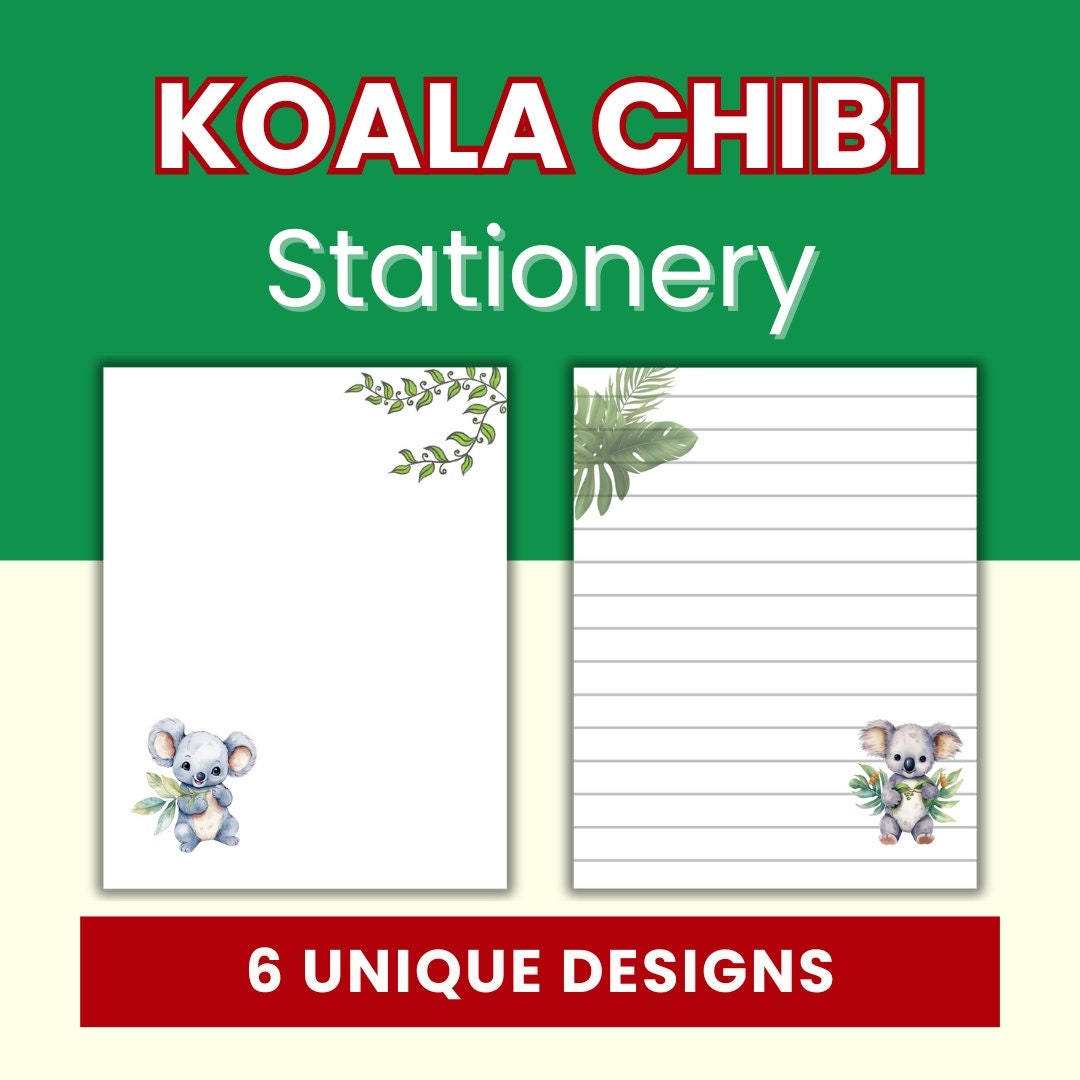 Printable Koala Bear Chibi Stationery | Koala Bear Writing Paper ...