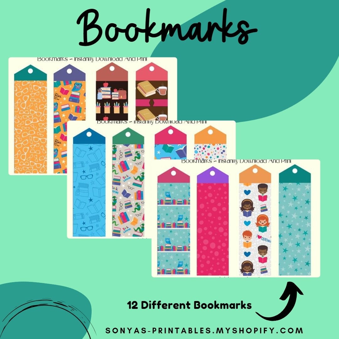12 Unique "reading" Bookmarks | Bookworm Bookmarks | Printable ...