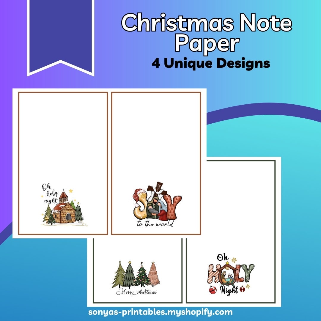 8 Printable Christmas Note Cards 8 Blank Christmas Note Papers ...