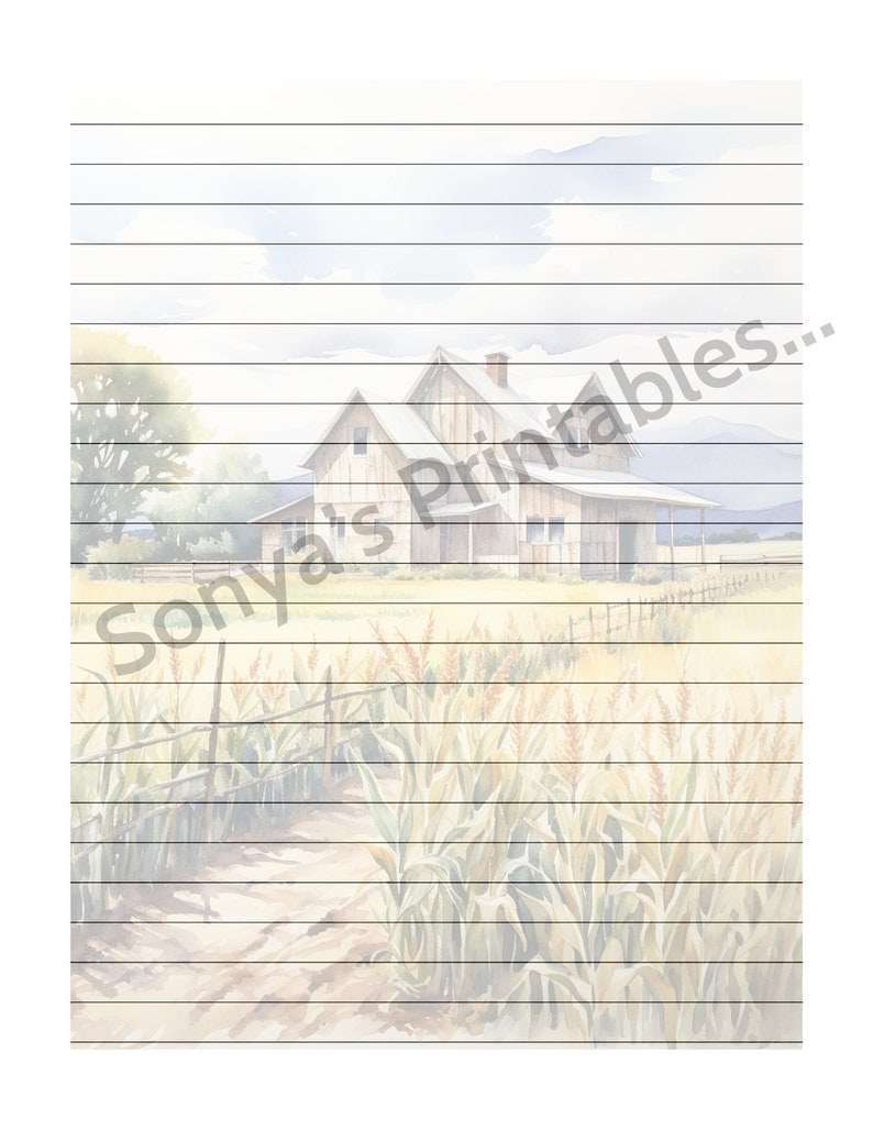 Rustic Farmhouse Lined Stationery | Printable Farmhouse Lined Writing ...