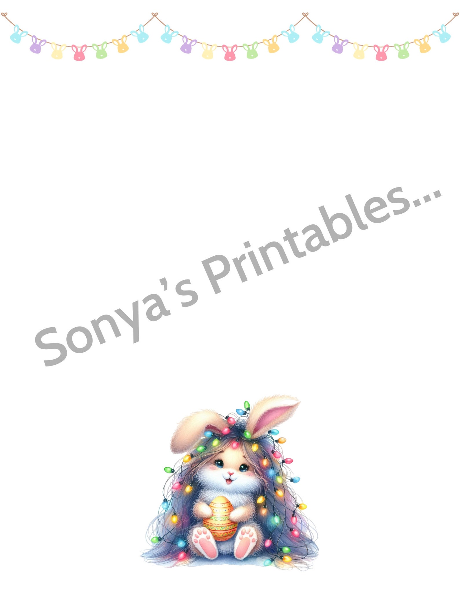 Whimsical Bunny With Lights Stationery | Printable Easter Bunny Writing ...