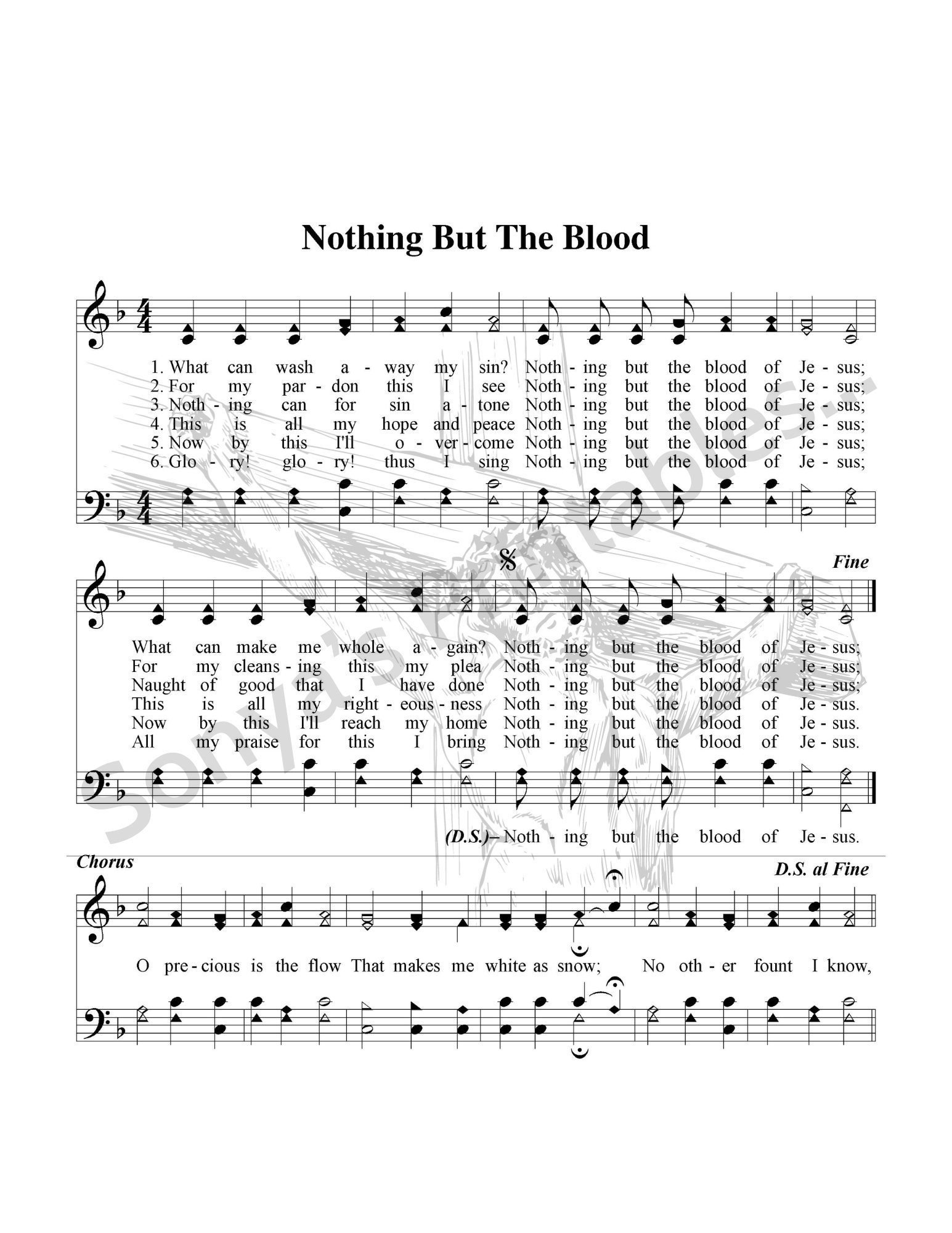 Nothing but the Blood Hymnal Sheet Music Wall Art Printable Nothing but the Blood Wall Decor ...