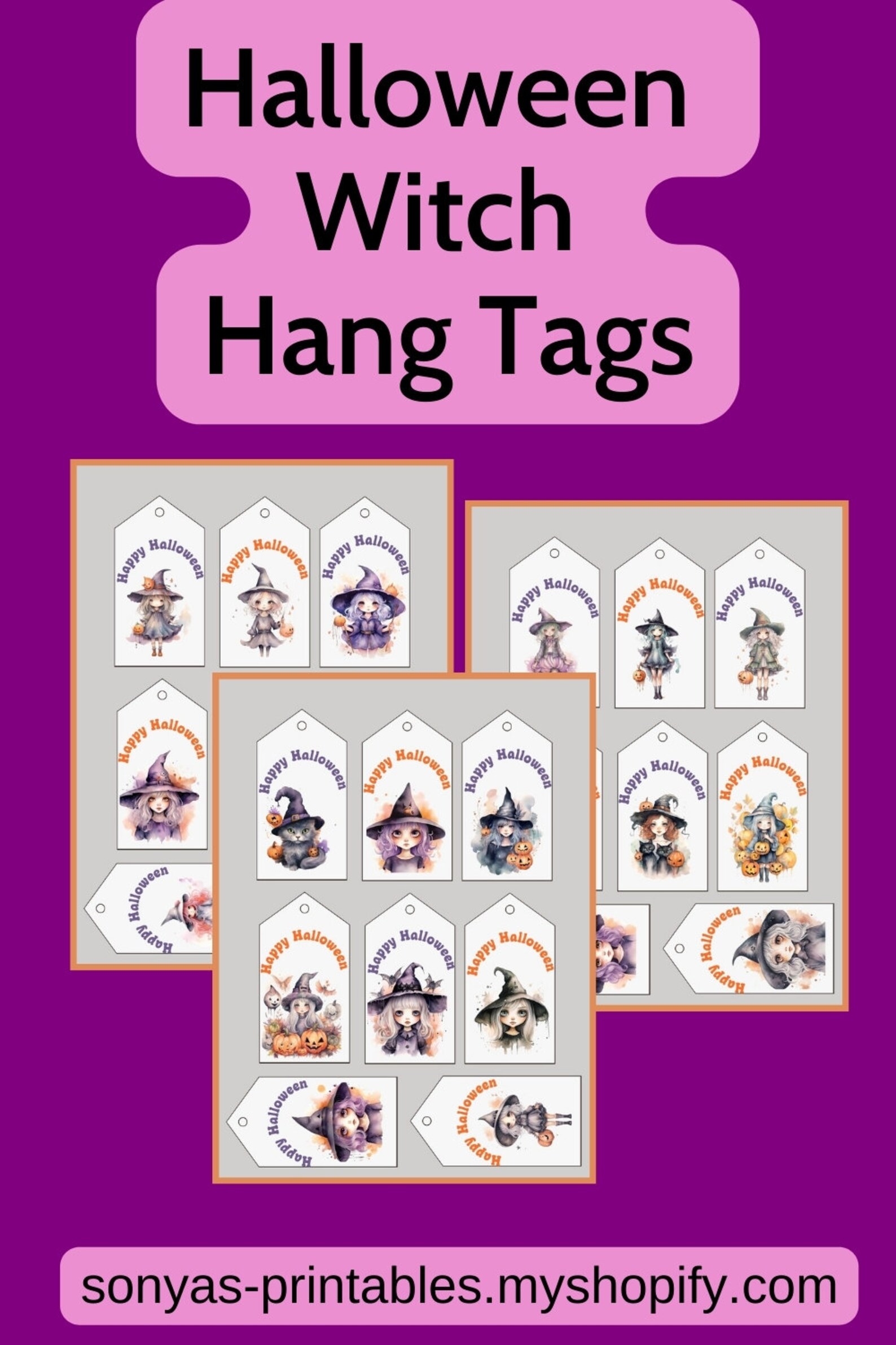 Printable Halloween Witch Gift Tags Halloween Witch Hang - Etsy
