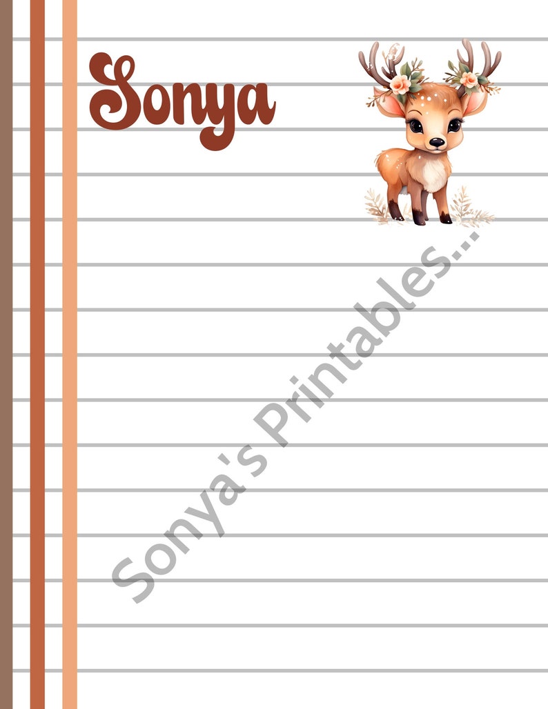 Personalized and Printable Reindeer Stationery Personalized Reindeer ...