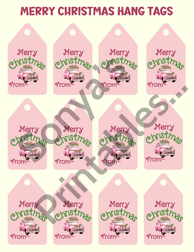 Printable Pink Christmas Hang Tags Pink Holiday Gift Tags Printable ...