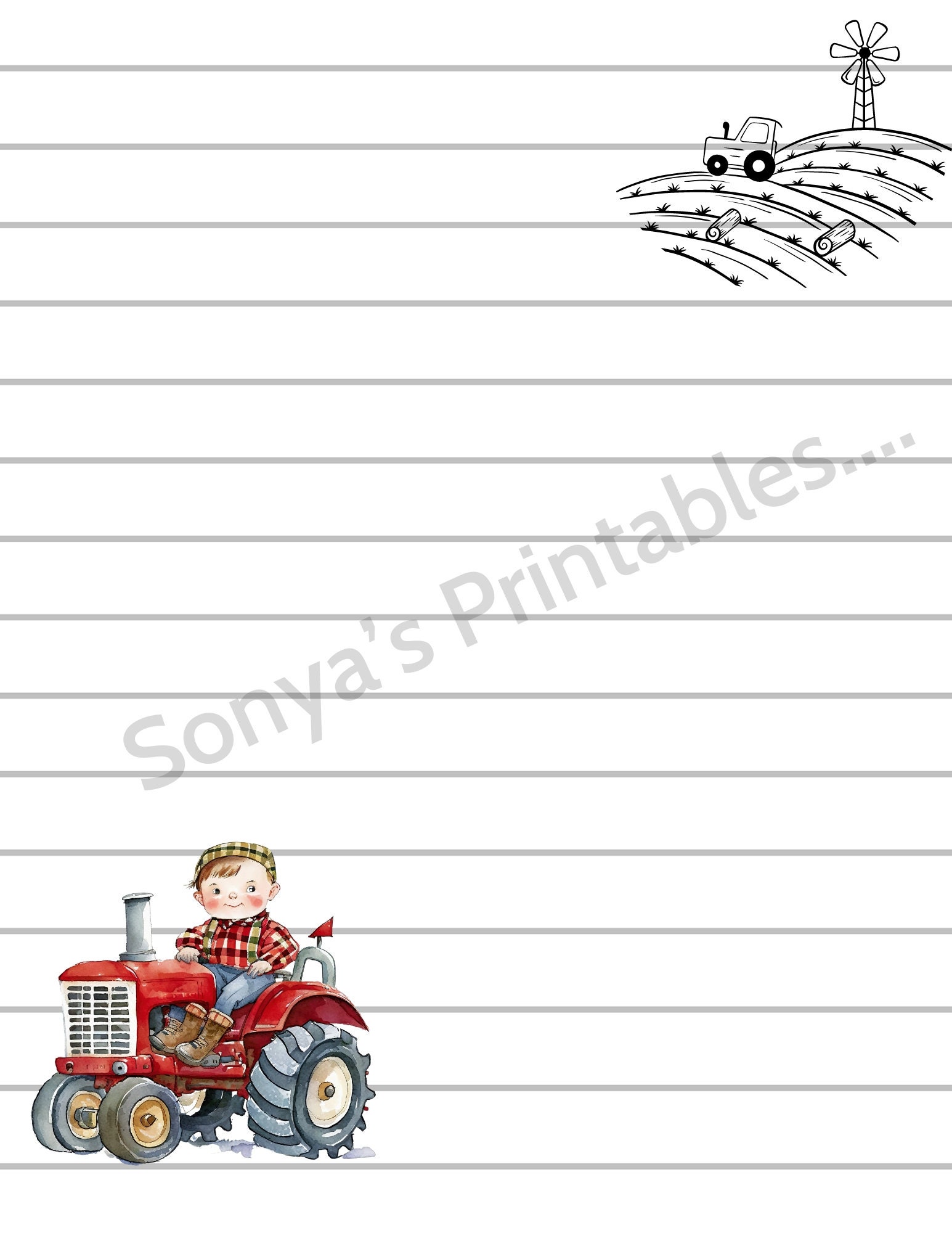 Printable Farming Stationery | Tractor Writing Paper | Old Barn Note ...
