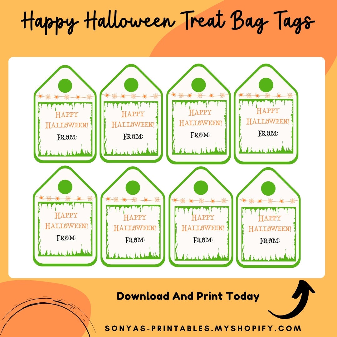 Printable Halloween Treat Bag Labels Halloween Hang Tags Printable ...