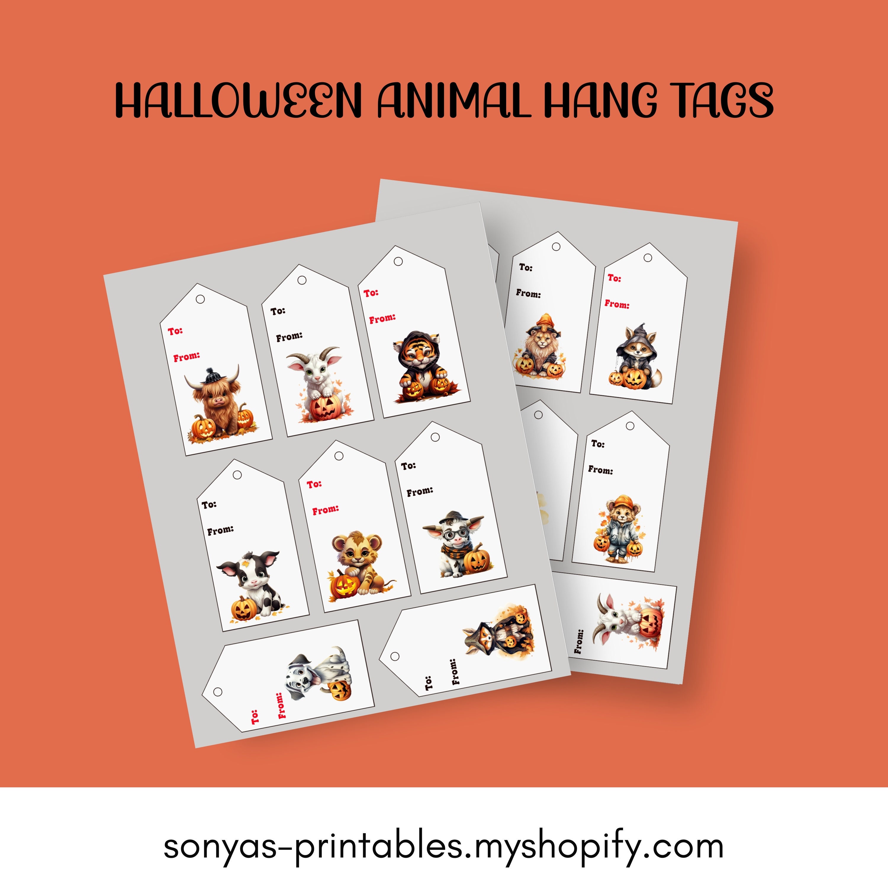 Printable Halloween Animal Gift Tags Halloween Animal Hang - Etsy