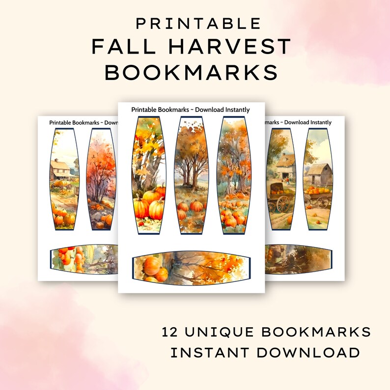 12 Printable Fall Harvest Bookmarks Fall Harvest Bookmarks Printable ...