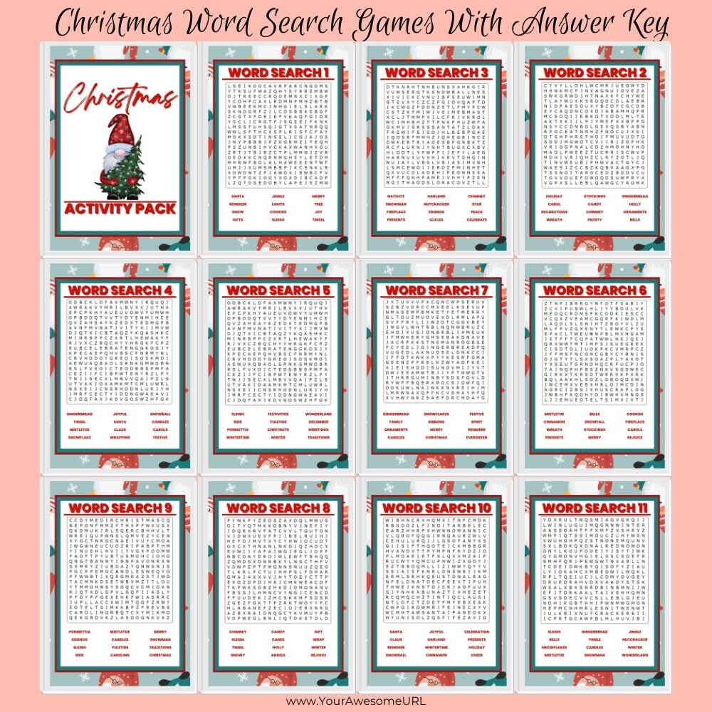 Printable Christmas Word Search Bundle Holiday Word Search Bundle ...