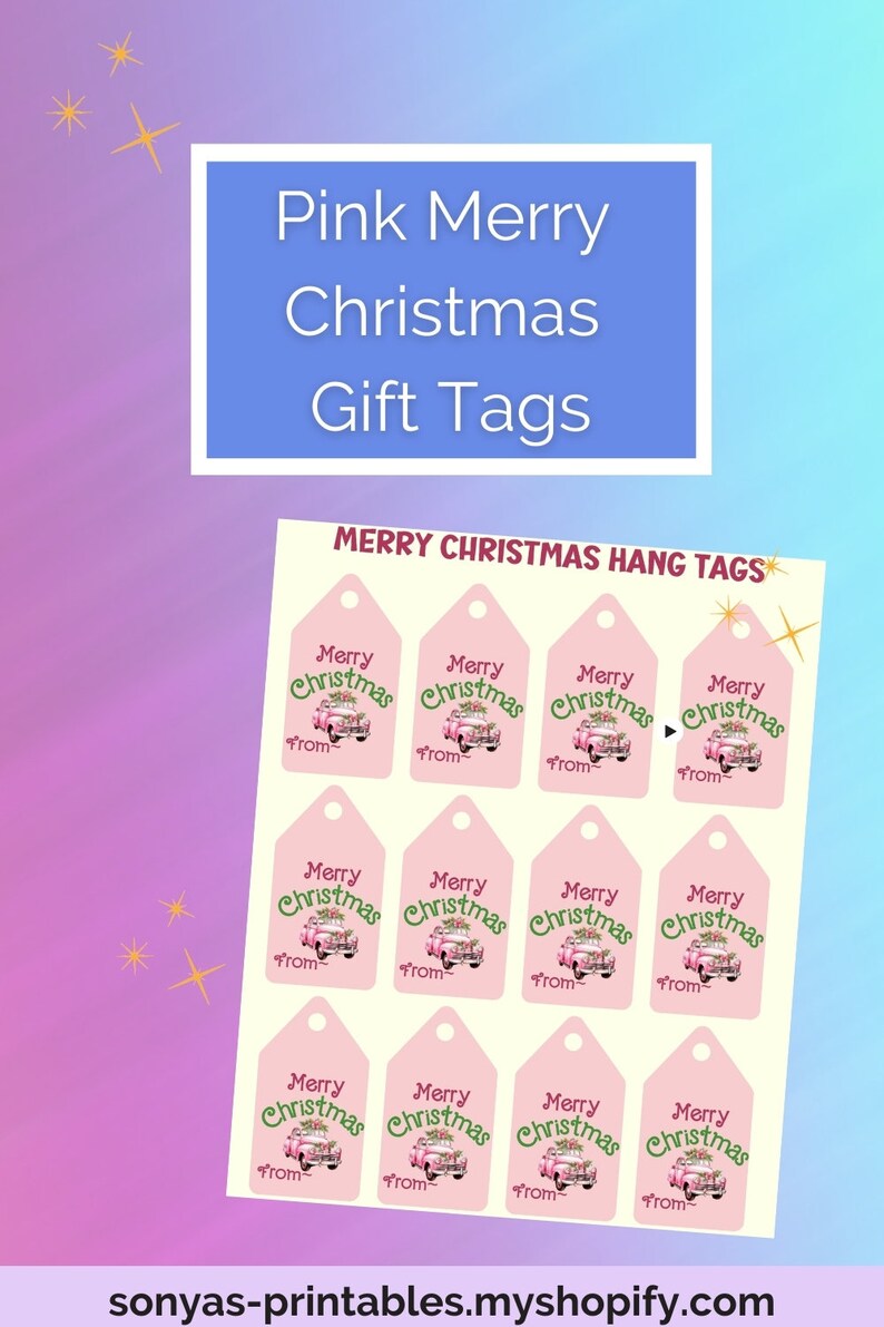 Printable Pink Christmas Hang Tags Pink Holiday Gift Tags Printable ...