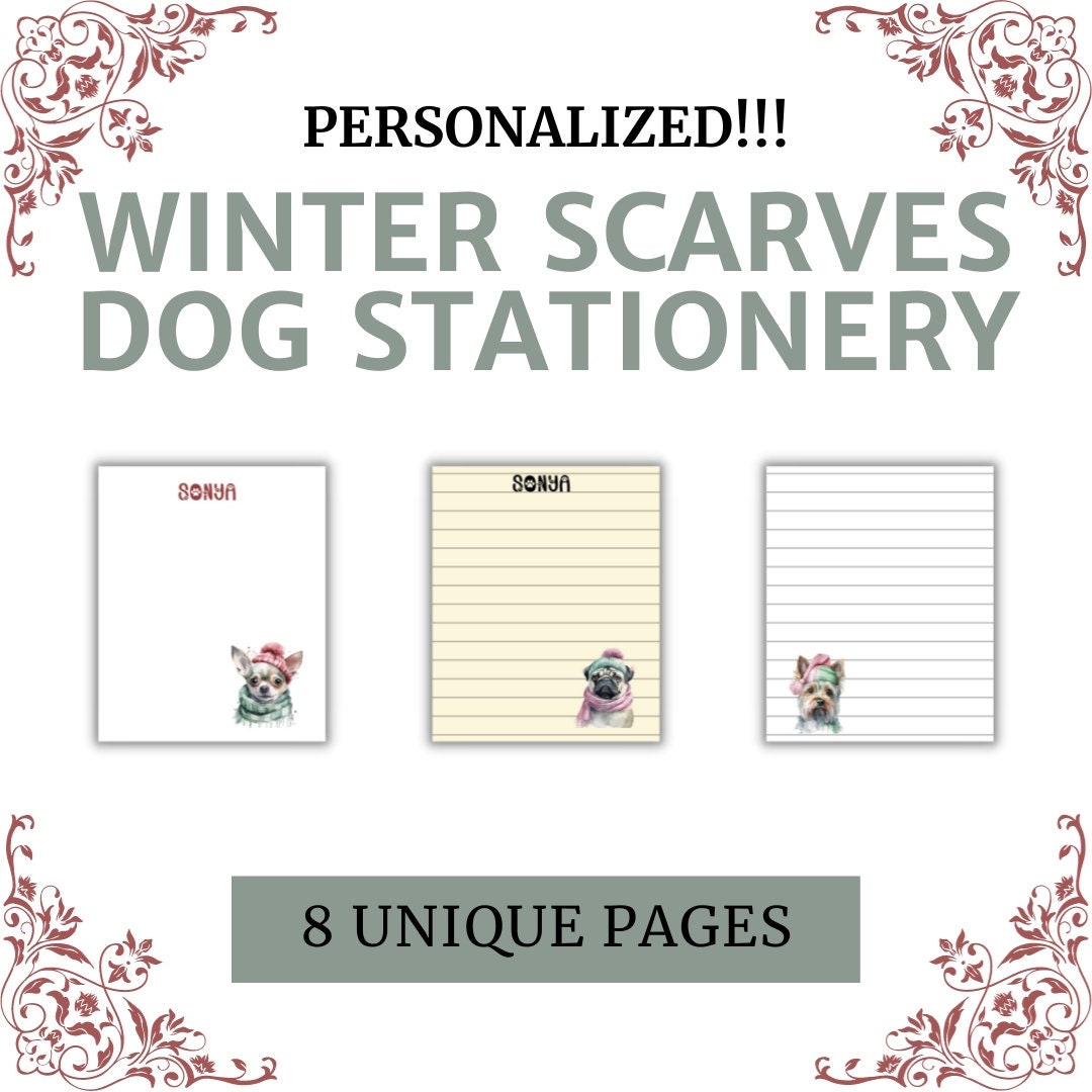 Personalized Winter Dog Stationery | Printable Dog Writing Paper ...