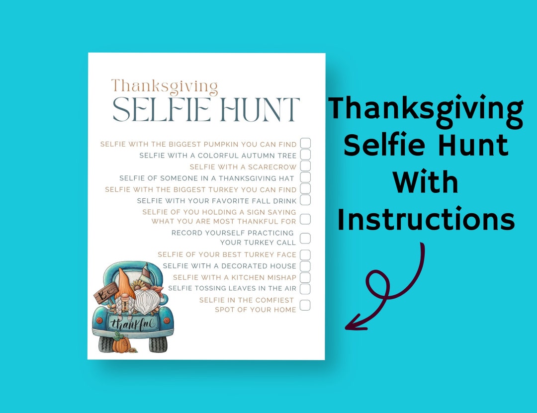 Thanksgiving Selfie Scavenger Hunt Printable Thanksgiving Scavenger ...