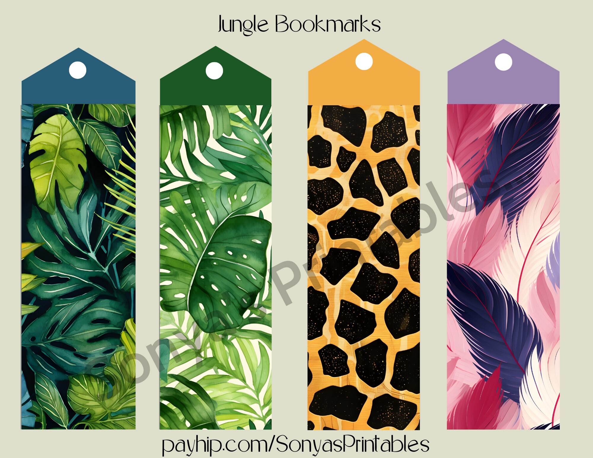Jungle Bookmarks Printable Jungle Skin Bookmarks Gift for Readers - Etsy
