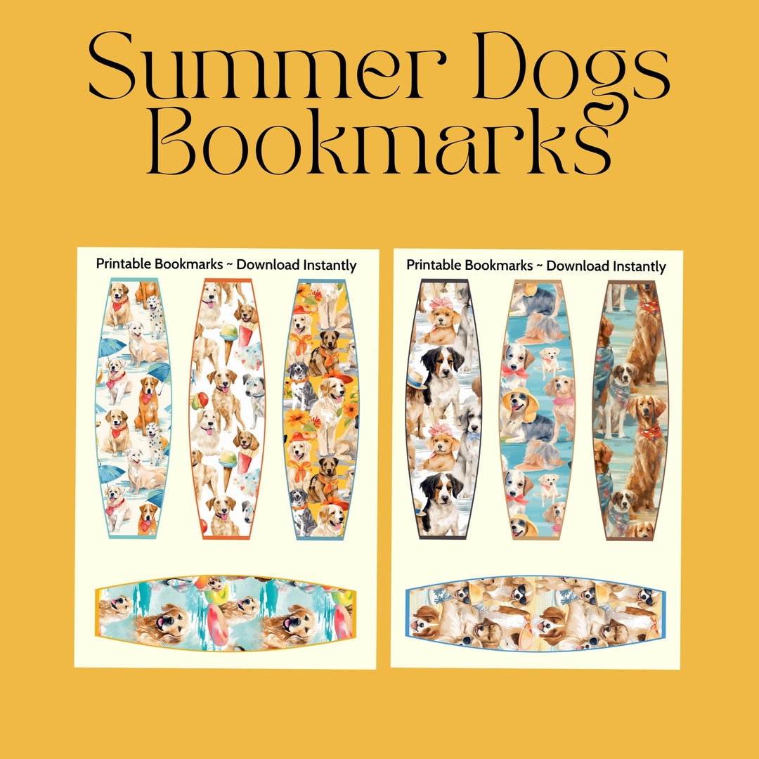 Summer Dog Bookmarks | Printable Summer Dog Bookmarks | Gift for ...