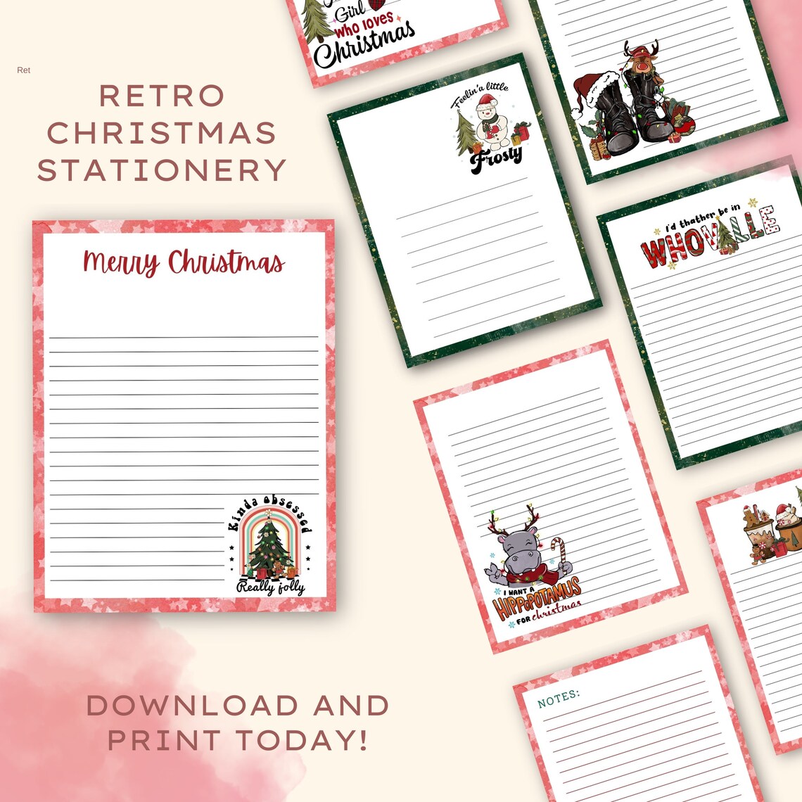 Printable Christmas Stationery Printable Holiday Stationery Christmas ...