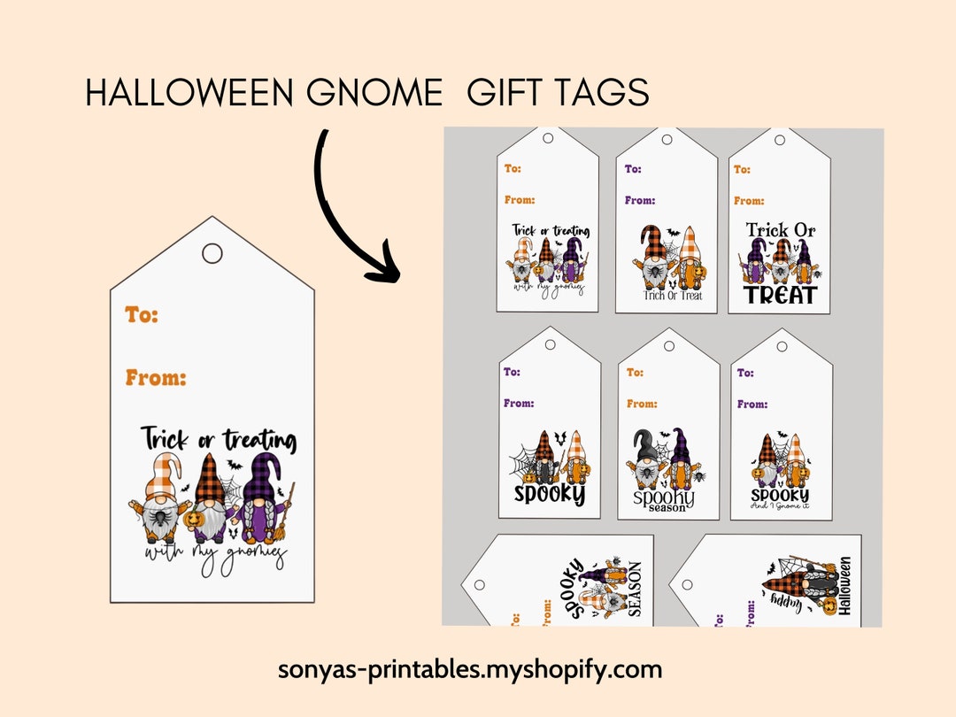 Printable Halloween Gnome Gift Tags Printable Halloween Hang Tags ...
