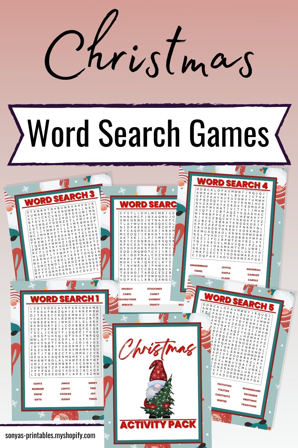 Printable Christmas Word Search Bundle Holiday Word Search Bundle ...
