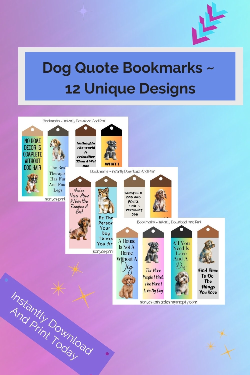 12 Printable Dog Quote Bookmarks | Dog Lovers Bookmarks | Dog Quote ...