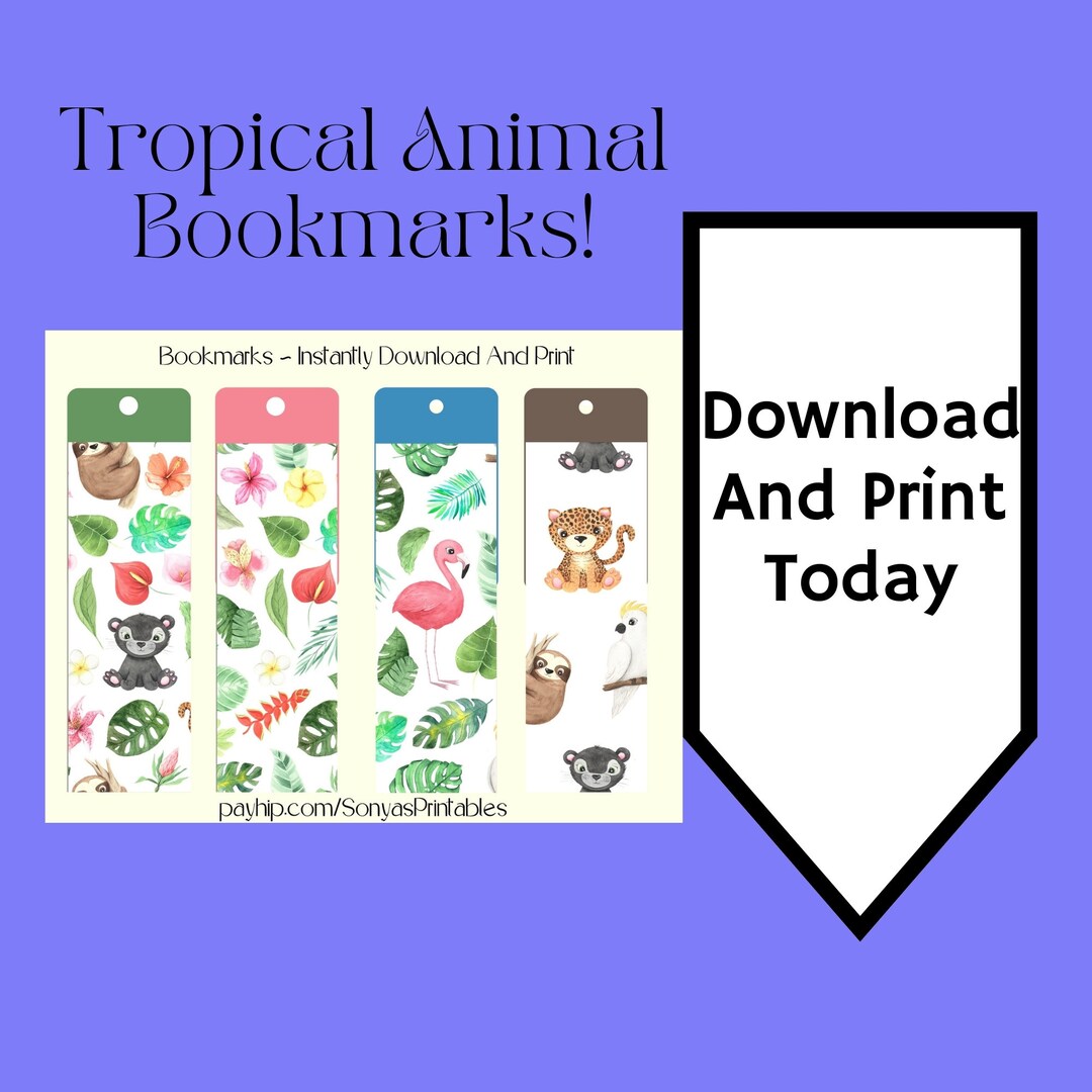 Printable Tropical Animal Bookmarks | Tropical Bookmarks Digital ...