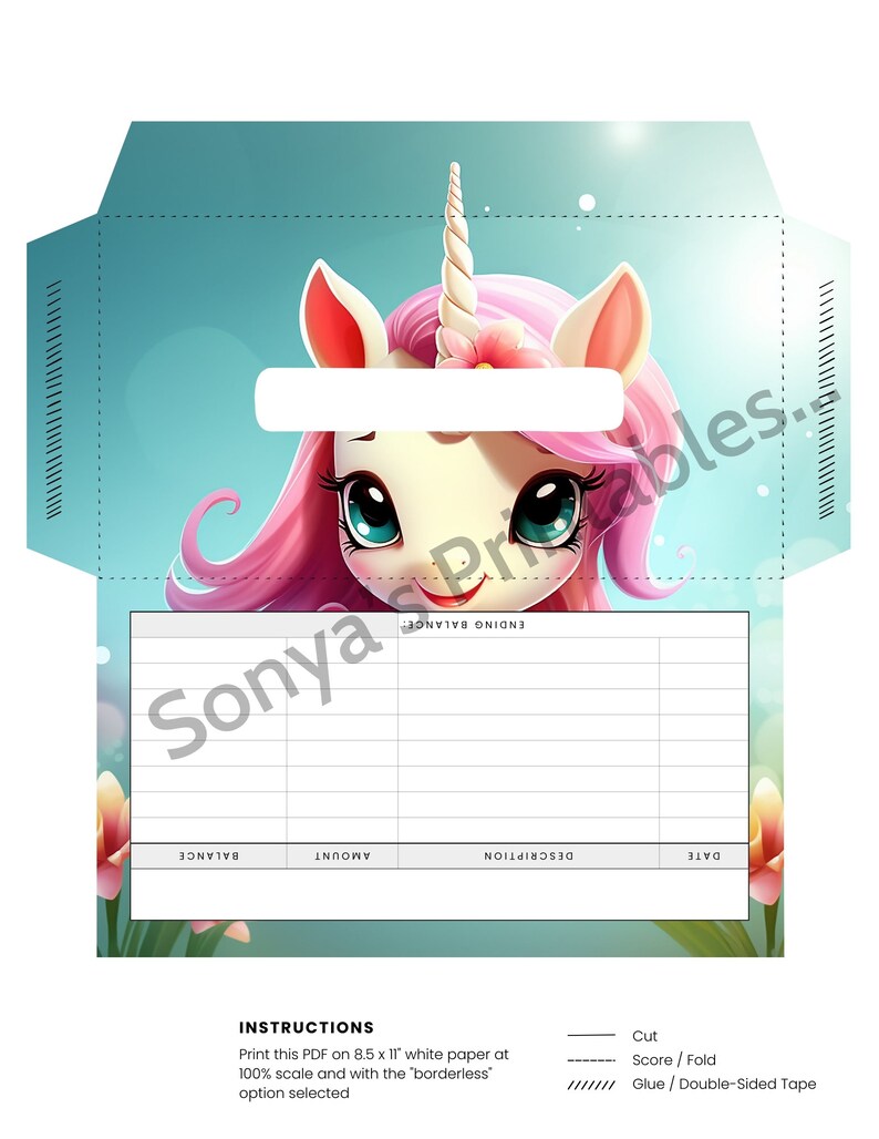 10 Printable Unicorn Cash Envelopes With Budget Tracker Unicorn Lovers Cash Stuffing Envie With ...