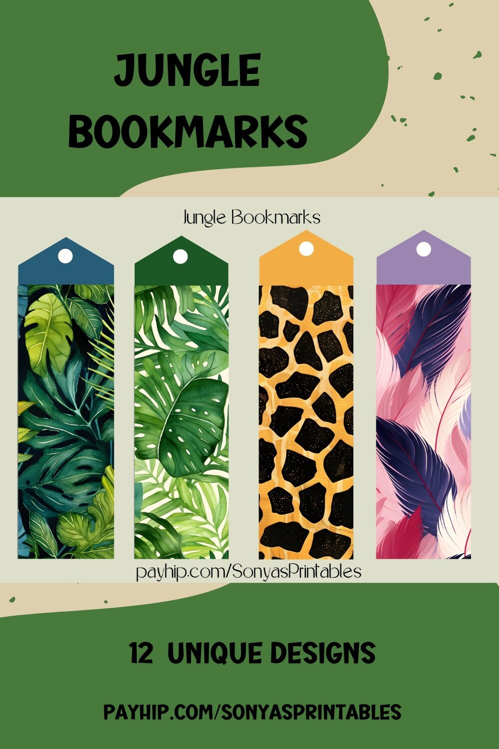 Jungle Bookmarks Printable Jungle Skin Bookmarks Gift for Readers - Etsy