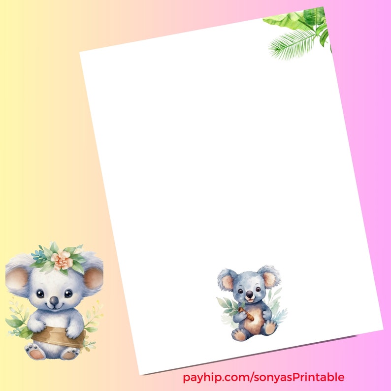 Printable Koala Bear Chibi Stationery | Koala Bear Writing Paper ...