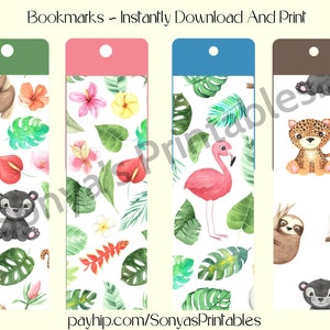 Printable Tropical Animal Bookmarks | Tropical Bookmarks Digital ...