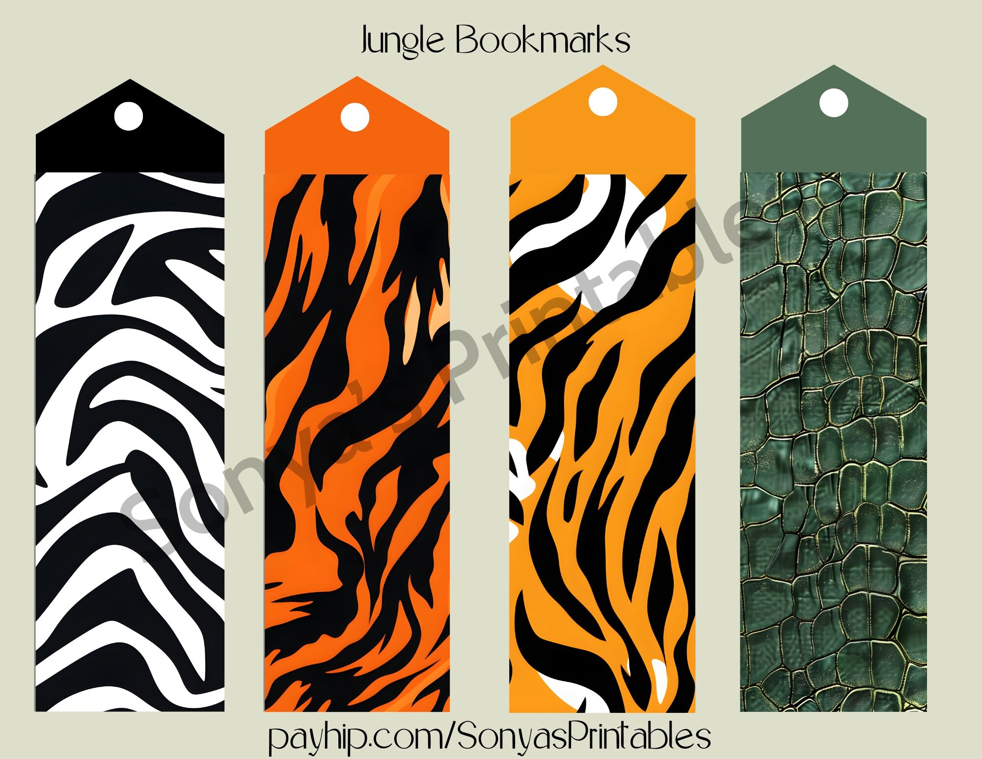 Jungle Bookmarks | Printable Jungle Skin Bookmarks | Gift for Readers ...