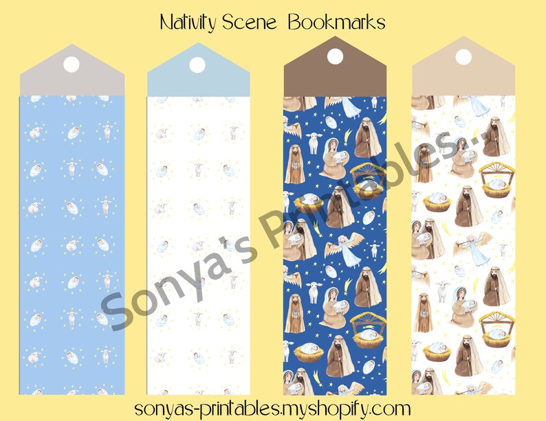 12 Printable Nativity Scene Bookmarks | Unique Nativity Scene Bookmarks | Nativity Scene ...